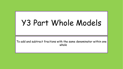 Y3 Fractions Calculation with Part Whole Models | Teaching Resources Y3 Fractions Calculation with Part Whole Models | Teaching Resources