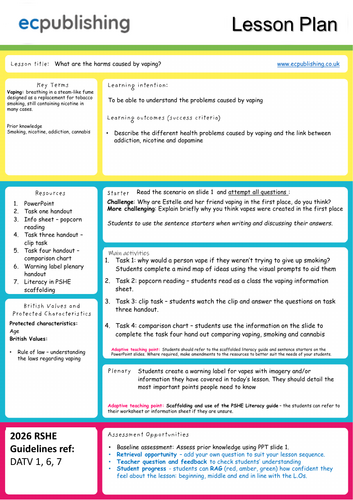 Vaping PSHE | Teaching Resources