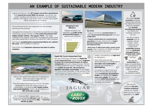 Sustainable industry, Geography GCSE, AQA, 9-1 | Teaching Resources