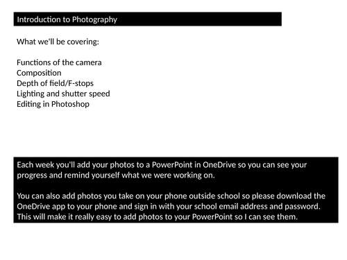 Introduction to Photography | Teaching Resources