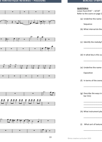 EDEXCEL A Level MUSIC - Berlioz Symphonie Fantastique | Teaching Resources