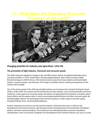 Economic Priorities USSR | Teaching Resources