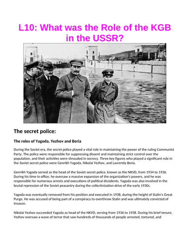 KGB USSR | Teaching Resources