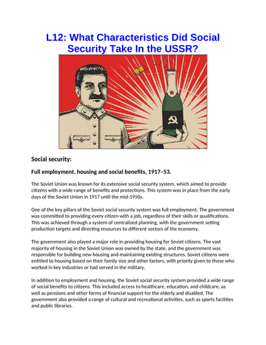 Social Security USSR | Teaching Resources