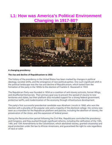 In search of the American Dream the USA 1917 96 | Teaching Resources