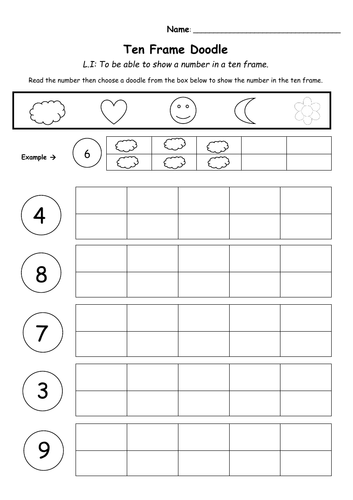 Ten Frame Doodle Worksheet | Teaching Resources