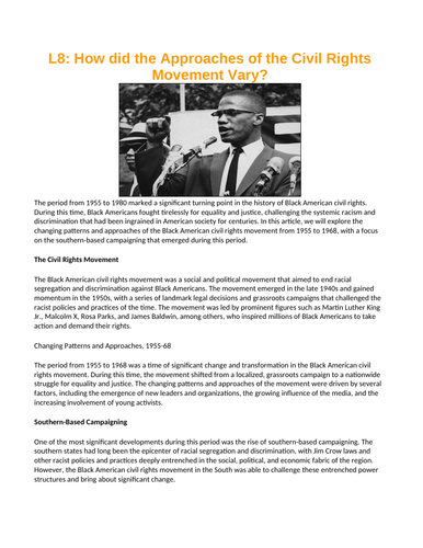 Civil Rights Movement King Malcolm X | Teaching Resources