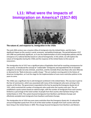 Impacts of Immigration on America | Teaching Resources
