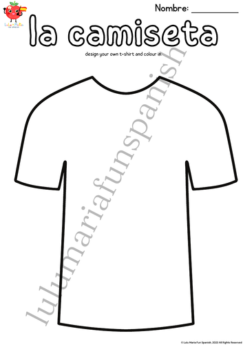 FREE Spanish A4 Download and Worksheet - La camiseta - The t-shirt ...