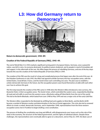 Germany Return Democracy | Teaching Resources