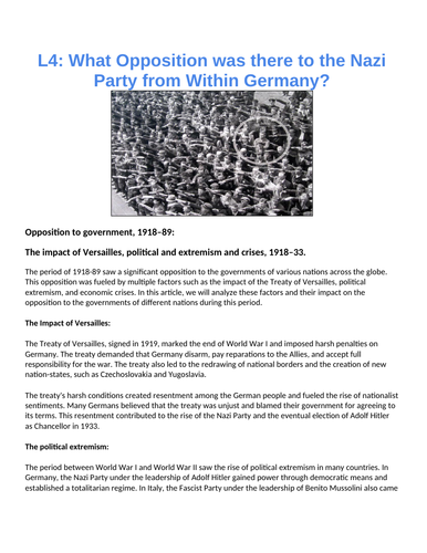 Nazi Opposition Resistance | Teaching Resources