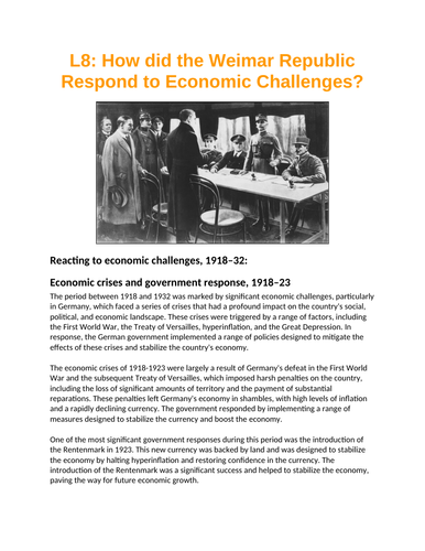 Weimar Republic Economic Challenges | Teaching Resources