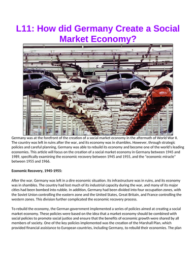 Germany Social Market Economy | Teaching Resources