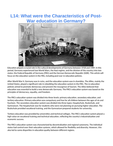 Post War education Germany | Teaching Resources