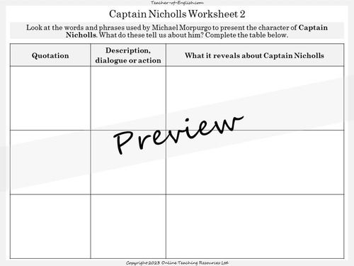 War Horse Free Lesson | Teaching Resources