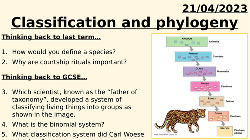 AQA A LEVEL BIOLOGY - CLASSIFICATION & PHYLOGENY | Teaching Resources