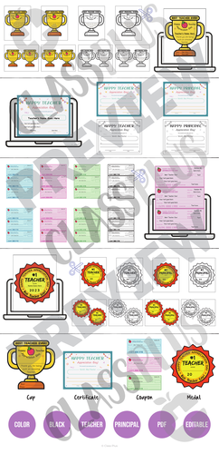 Teacher and Principal Appreciation Awards Editable, Printable & Digital ...