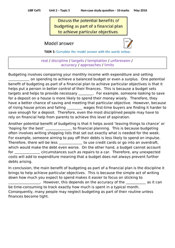 LIBF CeFS/DipFS - Budgeting - Key Concept & NON-case Study Q | Teaching ...