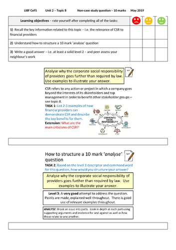 LIBF CeFS/DipFS - Ethics & CSR - Key Concept & NON-case Study Q | Teaching Resources