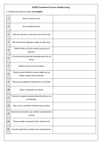 Spanish Translation Practice (7 worksheets for GCSE) | Teaching Resources