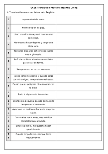 Spanish Translation Practice (7 worksheets for GCSE) | Teaching Resources