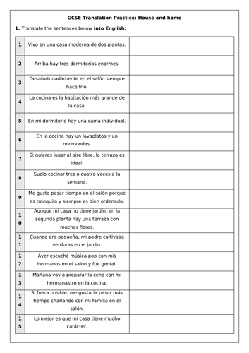 Spanish Translation Practice (7 worksheets for GCSE) | Teaching Resources
