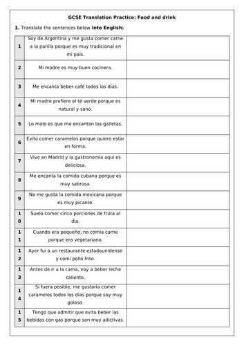 Spanish Translation Practice (7 worksheets for GCSE) | Teaching Resources