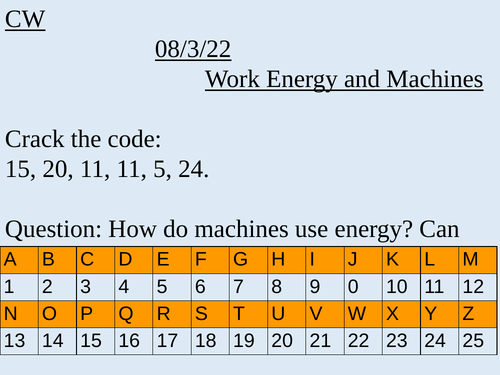 Work Energy and Machines | Teaching Resources