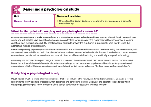 AQA Level Psychology: Design a study question (12 mark type ...