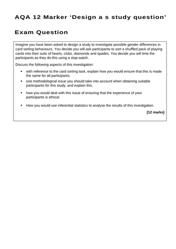 AQA Level Psychology: Design a study question (12 mark type ...