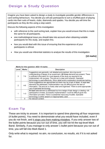 AQA Level Psychology: Design a study question (12 mark type ...