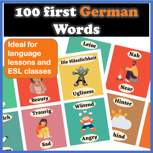 The 100 First German Words - Flash Cards/Word Walls | Teaching Resources
