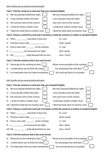 Y6 SPaG REVISION - PREPOSITIONS AND STANDARD ENGLISH | Teaching Resources