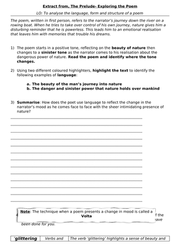Poetry Comparison Lessons: Extract from, The Prelude and Storm on the ...