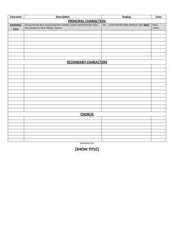 Audition Pack - resources to support the audition & rehearsal process ...