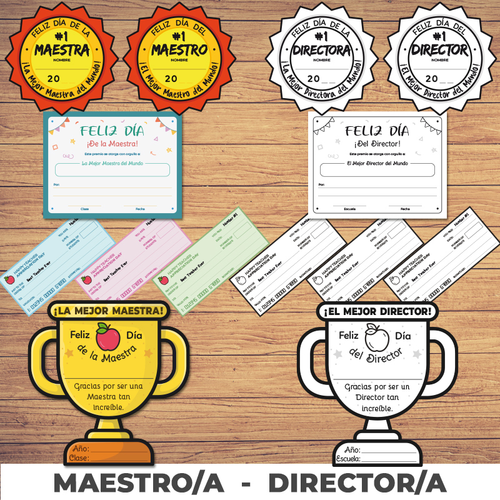 Feliz Día del Maestro/a Director/a | Premios Editables | Teaching Resources