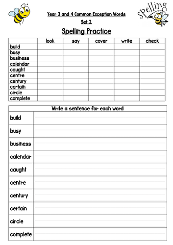 Year 3 & 4 - Common Exception Words - Set 2 | Teaching Resources