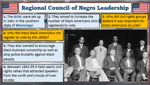 US Civil Rights Groups CORE NCAAP 1950s - GCSE History Edexcel - USA ...