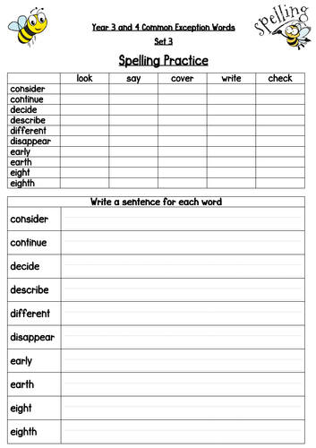 Year 3 & 4 - Common Exception Words - Set 3 | Teaching Resources Year 3 & 4 - Common Exception Words - Set 3 | Teaching Resources