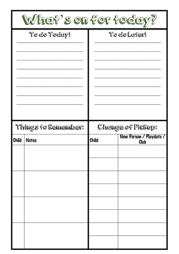 What's on for Today? | Teaching Resources