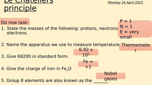 C6 Le chateliers principle | Teaching Resources