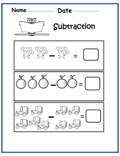 10 Kindergarten Math WorkSheet"subtraction" | Teaching Resources