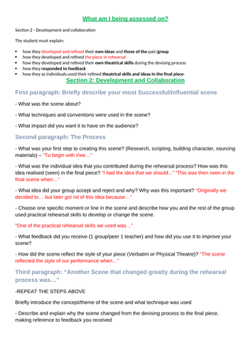 Devising Coursework/Log, Structure Sheets, Comp. 2 AQA GCSE DRAMA | Teaching Resources