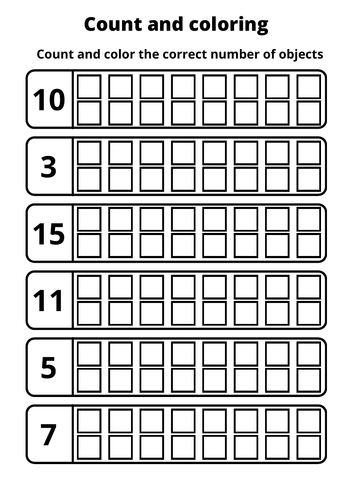 Count And Color 1-20 Worksheet. | Teaching Resources Count And Color 1-20 Worksheet. | Teaching Resources