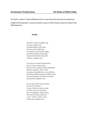 My Box by Gillian Clarke | Teaching Resources