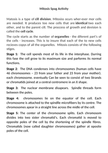 AQA KS4 GCSE Biology (Science) Cell Division Revision Lesson ...