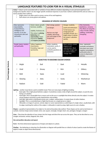 Language features and text structures in visual texts (CIA prep ...
