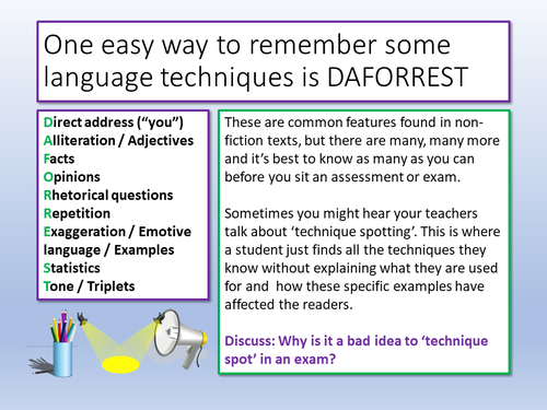 Edexcel 2.0 Language Techniques | Teaching Resources