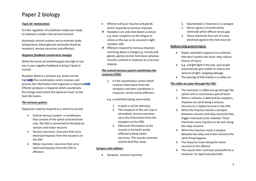 GCSE AQA Paper 2- Higher biology notes | Teaching Resources