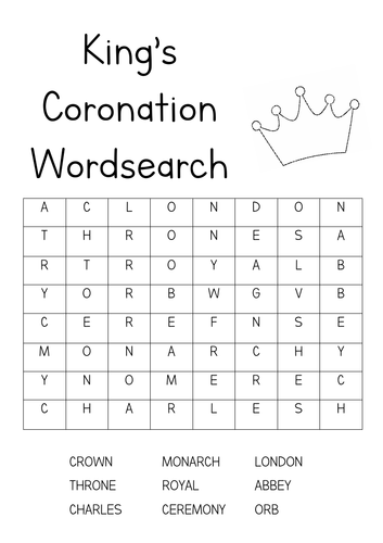 King Charles Coronation Wordsearch | Teaching Resources